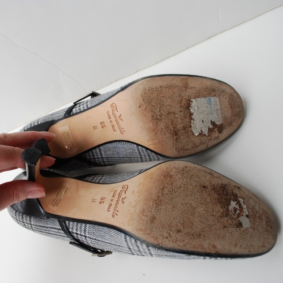 Faconnable | Shoes | Faconnable Gray Plaid Pumps 3d Flower Size 85m ...